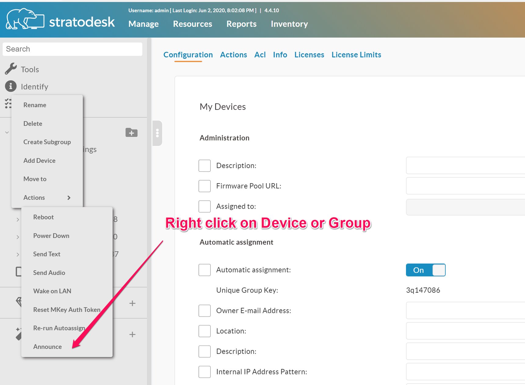 Pull based Device Checkin using Announce.