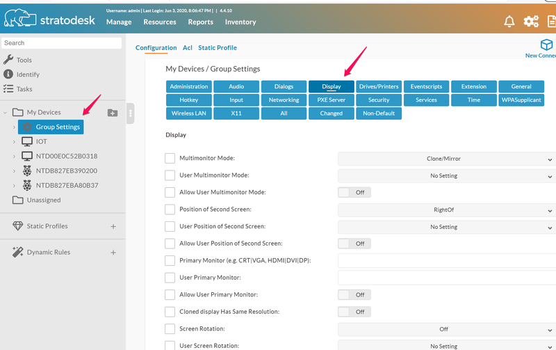 Information on Display and Monitor options or parameters