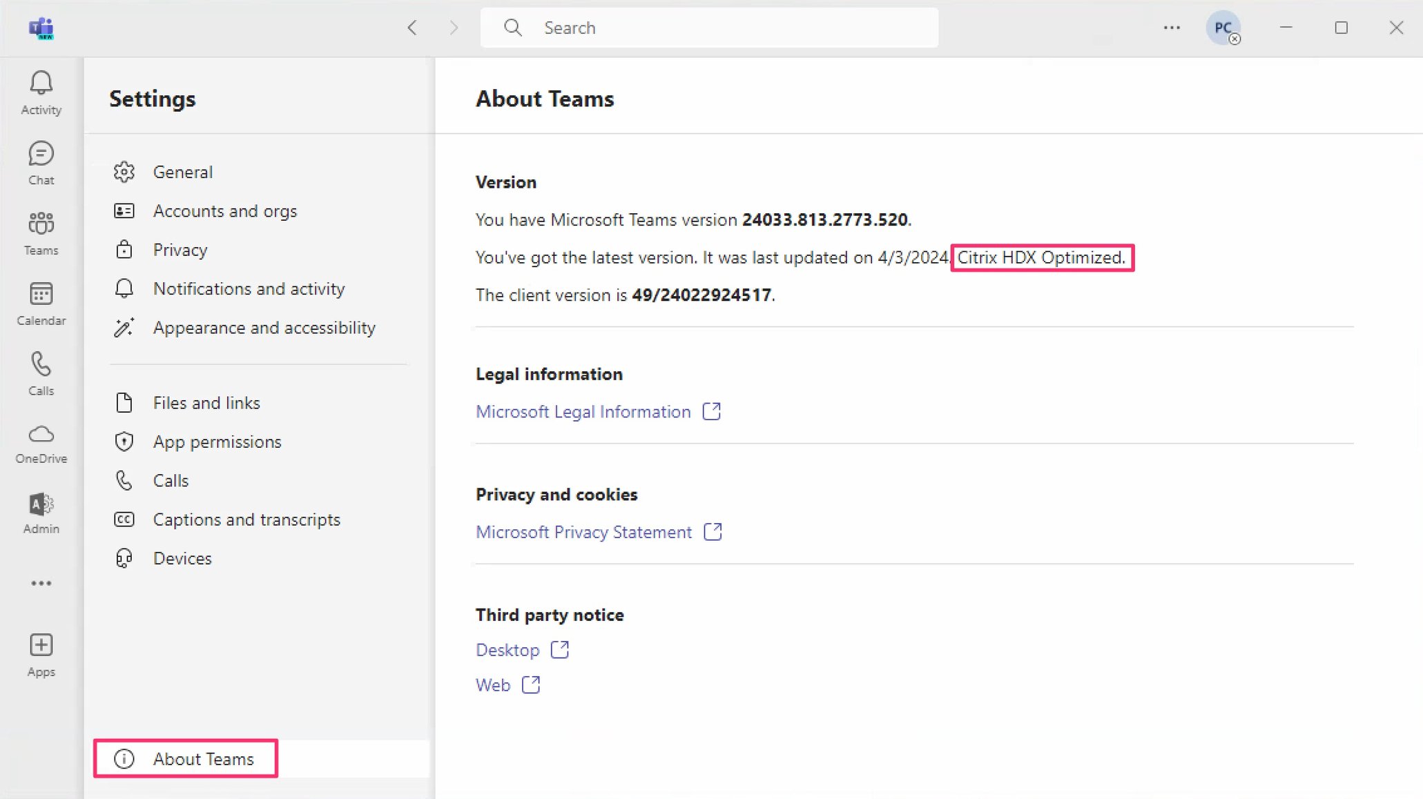 Upgrade to new Teams for VDI.