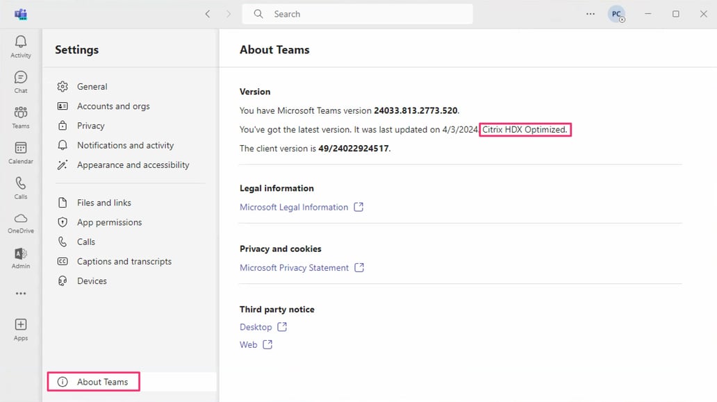 Upgrade to new Teams for VDI.