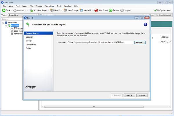 Provision the Virtual Appliance on Citrix Hypervisor.