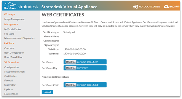 Apply Certificate to Stratodesk Virtual Appliance